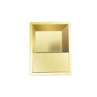 China Brushed Stainless Steel Shower Niche with LED Gold Trim 12x20 Inch Bathroom Storage Shelf for sale
