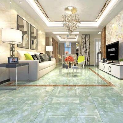 China 600x600mm Glazed Ceramic Floor Tiles Bright Light Green Marble Stone Imitation Texture for sale