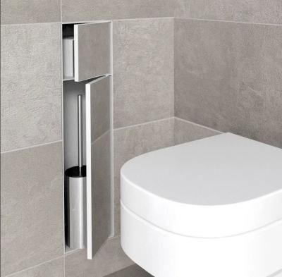 China Stainless Steel Toilet Brush Holder with Built-in Wall Niche 595x145x140mm Custom Size for sale