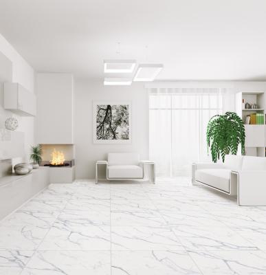 China Bianco Carrara White Porcelain Tile 600x600mm 600x1200mm for Living Room Decoration for sale