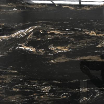 China Glossy Black Gold Marble Ceramic Tile 600x600mm for Indoor Outdoor Floor Wall for sale