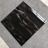 China Glossy Black Gold Marble Ceramic Tile 600x600mm for Indoor Outdoor Floor Wall for sale