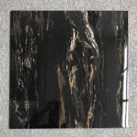 China Glossy Black Gold Marble Ceramic Tile 600x600mm for Indoor Outdoor Floor Wall for sale