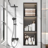 China Stainless Steel Shower Niche with LED Light 600x300mm Bathroom Storage Shelf for sale