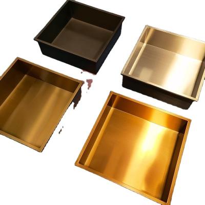 China Stainless Steel Shower Niche with SMC Tile Trim 600x300mm LED Gold Recessed for sale