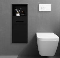 China Brushed Surface Gold Bathroom Niche Toilet Brush Holder Flush Mount 595x145x140mm for sale