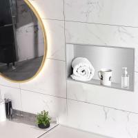 China Stainless Steel Shower Niche 12x24 Inch Double Shelf Wall Niche for Modern Hotel Bathroom for sale