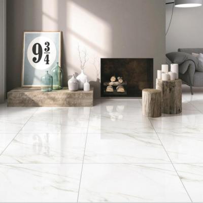 China Polished Porcelain Calacatta Marble Lobby Floor Tiles 600x600mm Modern Style for sale