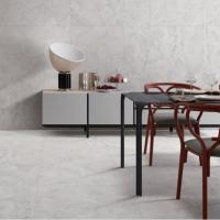 China Modern Style Porcelain Tiles Light Grey White Travertine Look Outdoor Wall Tile 600x600mm for sale