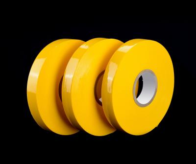 China High Sticky Wrap Transparent Yellow Plastic Film OD 250mm 35mm Width for sale