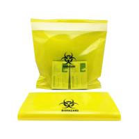 China Specimen Bio Waste Disposal Bags Yellow Medical Blood Sample With Document Pouch for sale