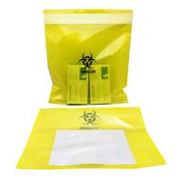 China Specimen Bio Waste Disposal Bags Yellow Medical Blood Sample With Document Pouch for sale