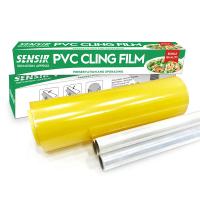 China Transparent Food Plastic Wrap Roll Casting Soft PVC Cling Film Jumbo Roll for sale