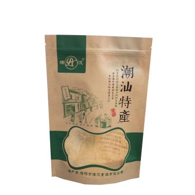 China Food Grade Stand Up Kraft Paper Zipper Bag With Clear Window for sale