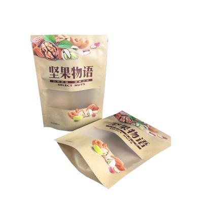 China Factory price brown kraft paper coffee tea printed packaging bags with window for sale