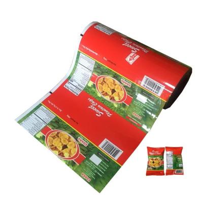 China Custom Heat Seal Flexible Packaging Rollstock Film For Snack Food Potato Tortilla Corn Veggie Grain Plantain Banana Chips for sale