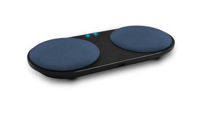 China PU Leather Dual DC 5.0 Jack Qi Wireless Charging Pad Fast Twin Charger for sale