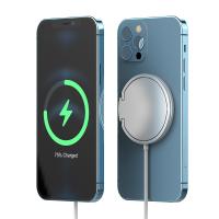 China Ultra Thin Aluminum Magnetic Wireless Charger with Stand 15 Fast Charging for Iphone 12 for sale