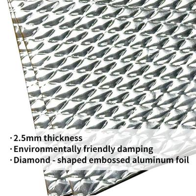 China 2.5mm Car Sound Deadening Mat Glossy Rhombus Aluminum Foil Vibration Reduction Pad for sale