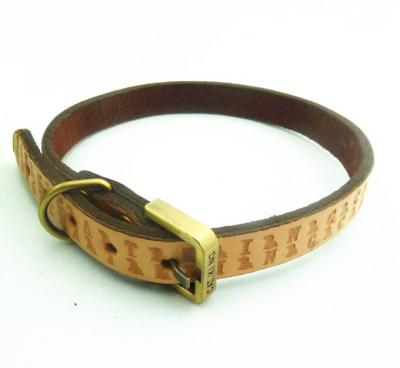 China Durable Leather Pet Dog Collar with Heavy Duty Metal Buckle 2 Sizes for sale
