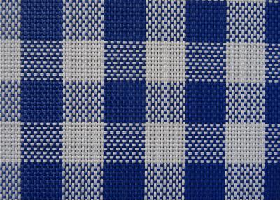 China Blue White Grid 2x2 Textilene UV Fabric Patio Furniture Webbing 50m Roll for sale