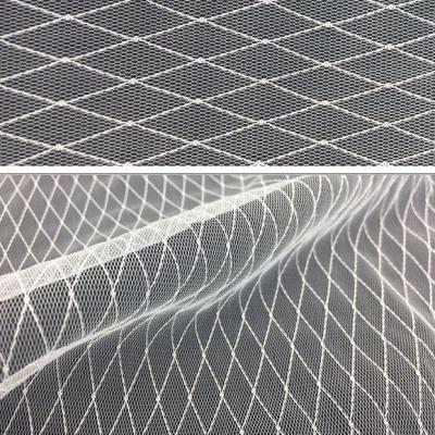 China 20D Nylon Lace Diamond Mesh Fabric for Women Dress Sewing 150cm Wide for sale