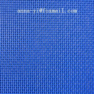 China Blue 1x1 Woven Mesh Fabric 60in Outdoor Solar PVC Coated Poly UV Resistant for sale