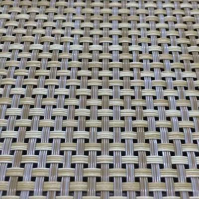 China Rattan Color Textilene 60 Inch Wide Outdoor Solar PVC Coated Polyester UV Fabric 4x4 Wire Woven for sale