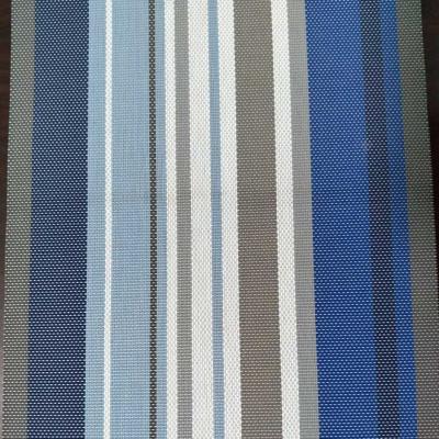 China Stripe Textilene Outdoor Sun Shade Fabric 95% UV Block PVC Coated Polyester 6ft Width for sale