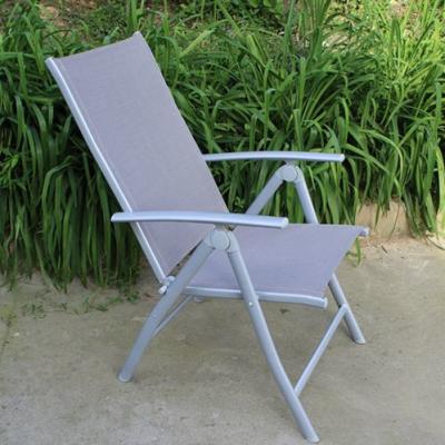 China Outdoor Folding Arm Chair Bed with Textilene Mesh Fabric Iron Frame for sale