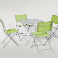 China Outdoor Textilene Mesh Folding Armless Chair and Table Set Garden Furniture 2-Piece for sale