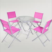 China Outdoor Textilene Mesh Folding Armless Chair and Table Set Garden Furniture 2-Piece for sale