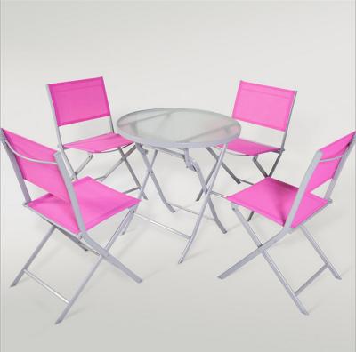 China Outdoor Textilene Mesh Folding Armless Chair and Table Set Garden Furniture 2-Piece for sale