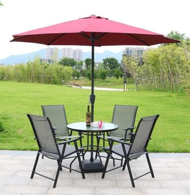 China Outdoor Garden Furniture Set with Parasol 6 Seats Aluminum Frame for sale