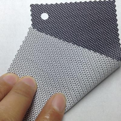China Black White Sun Shade Fabric 30% Polyester 70% PVC Mesh for Windows 98% UV Block for sale