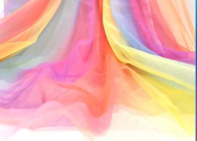 China Rainbow gradient netting clothing mesh polyester fabric knitted mesh fabric for sale