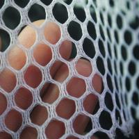 China Polyester Hexagonal Mesh Fabric 130gsm 1.55m Width for Bags Garments Laundry for sale