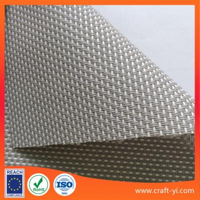 China Light Gray White Wire Weave 2x1 Textilene Mesh Fabric 630gsm for Outdoor Chair Table Mat for sale