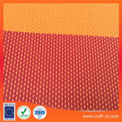 China Textilene Outdoor Mesh Fabric 2x1 Weave Red Strip Anti-UV 95% 280gsm for sale
