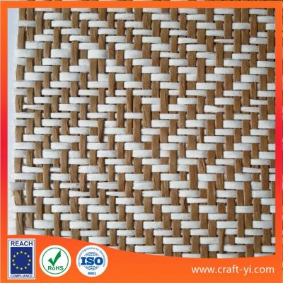 China Eco Friendly Paper Kraft Warp Knit Mesh Fabric Natural Straw Textile 150cm Width for sale