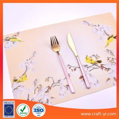 China Woven PVC Textilene Placemats 30x45cm Heat Resistant Dining Table Mats for sale