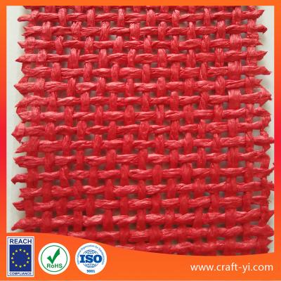 China Natural Straw Fabric Textile Woven Paper Wire Fabric Red Color 140cm Width for sale