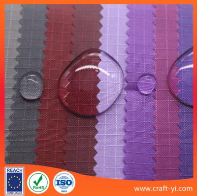 China Waterproof Plaid Polyester Fabric 3 Minute PU Coated Luggage Bag Kite Material 210D for sale