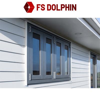 China Double Glazed Aluminum Casement Window Hurricane Proof Impact Powder Coated for sale