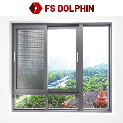 China Folding Screen Aluminium Frame Sliding Window Powder Coated Double Glazed Windows for sale
