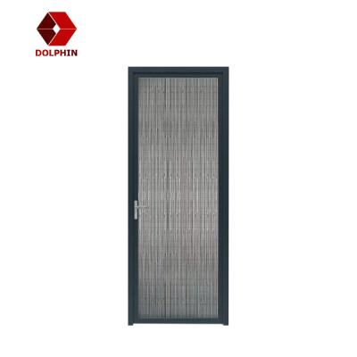 China 6063 Aluminium Casement Door Powder Coated Black Toughed Glass for sale