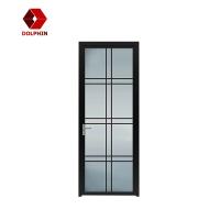 China 6063 Aluminium Casement Door Powder Coated Black Toughed Glass for sale
