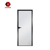 China Narrow Border Aluminium Casement Door Double Frosted Glass Flush Casement Doors for sale