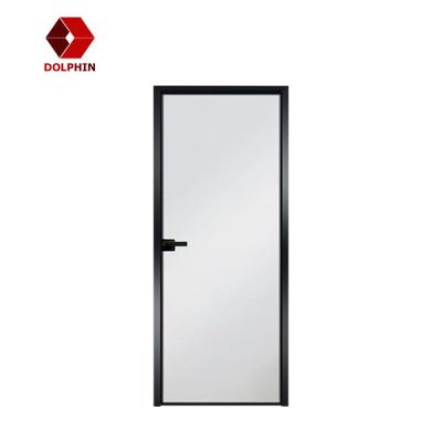 China Narrow Border Aluminium Casement Door Double Frosted Glass Flush Casement Doors for sale