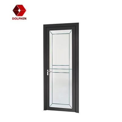 China Swing Aluminium Profile Door Toilet Bathroom Kitchen Customized Tempered Glass Casement Door for sale